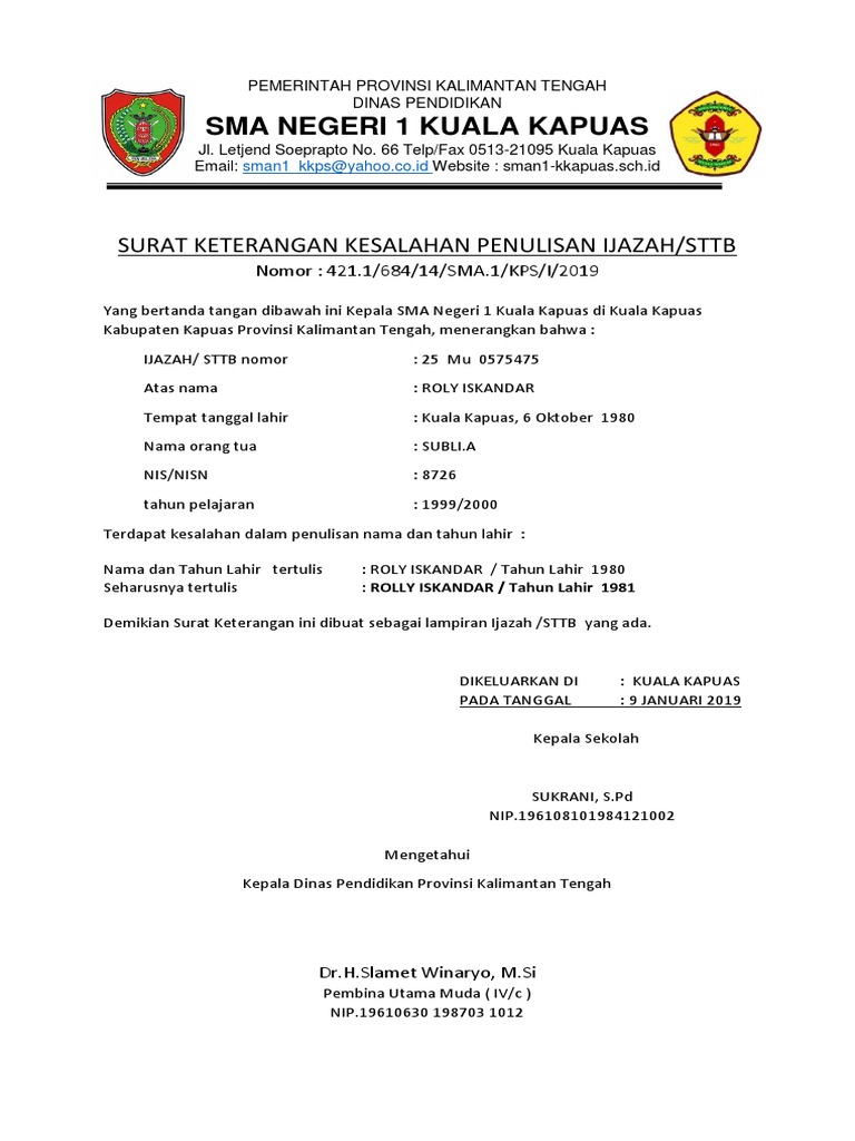 Surat Keterangan STTB | PDF
