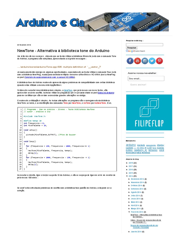 NewTone - Alternativa À Biblioteca Tone Do Arduino - Arduino e CIA | Download grátis PDF ...