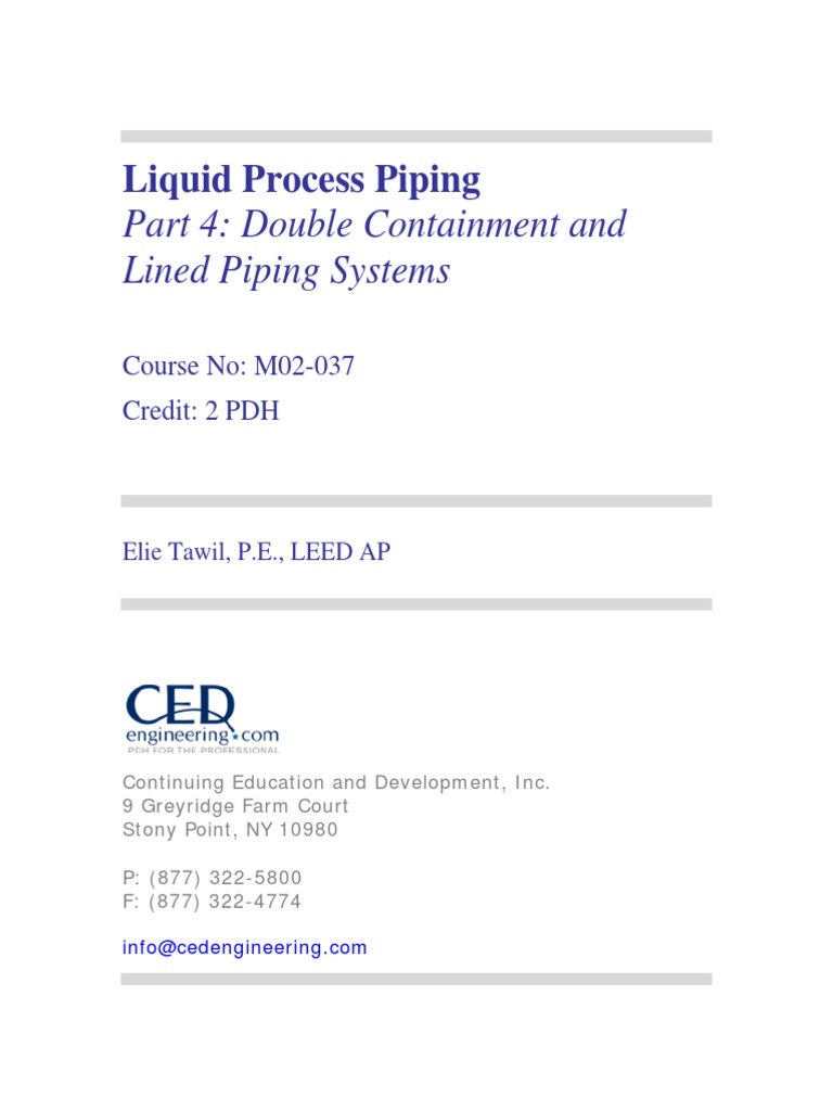 Double Containment and Lined Piping Systems | Download Free PDF | Pipe ...