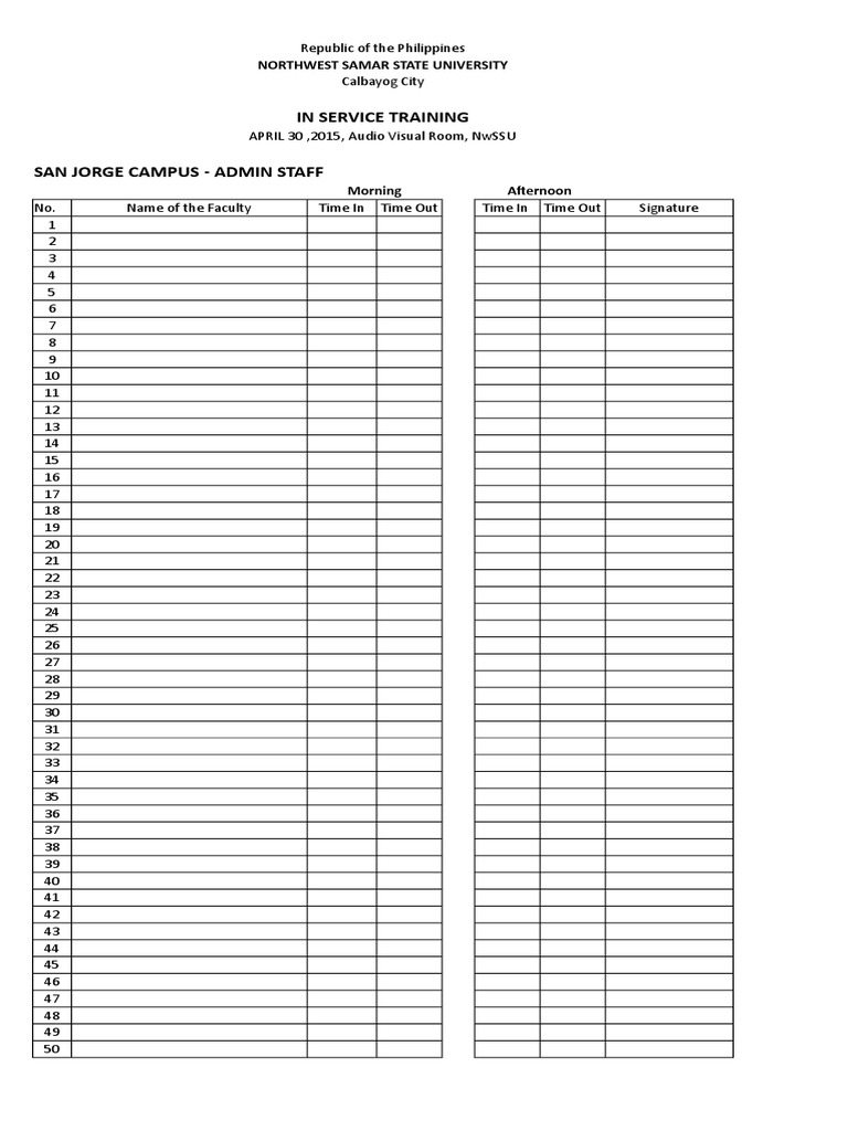 In Service Training Attendance | PDF