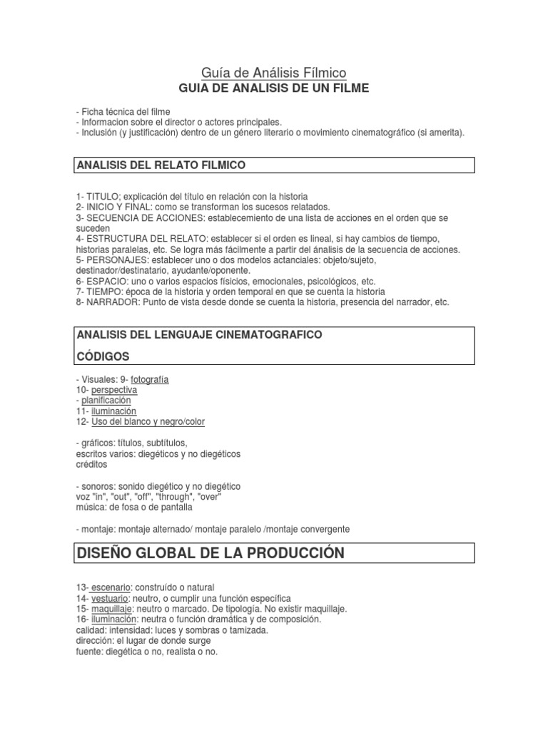 Guía de Análisis Fílmico | PDF