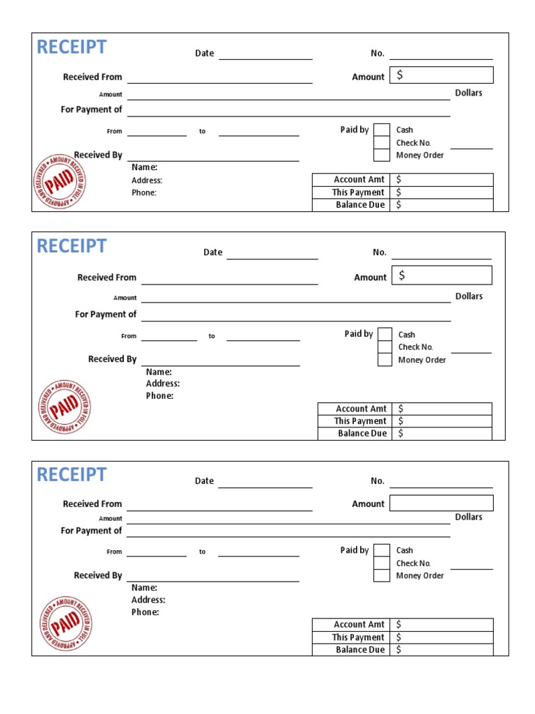 Receipt: Received From Amount | PDF
