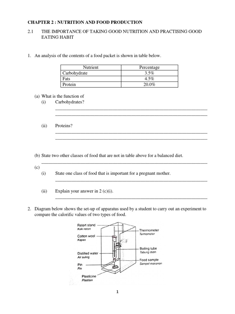 CHAPTER 2 Nutrition Form 5 Science | PDF | Experiment | Nutrition