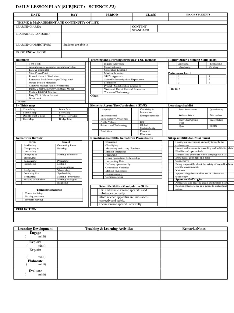 Daily Lesson Plan Template 2019 | PDF | Lesson Plan | Science