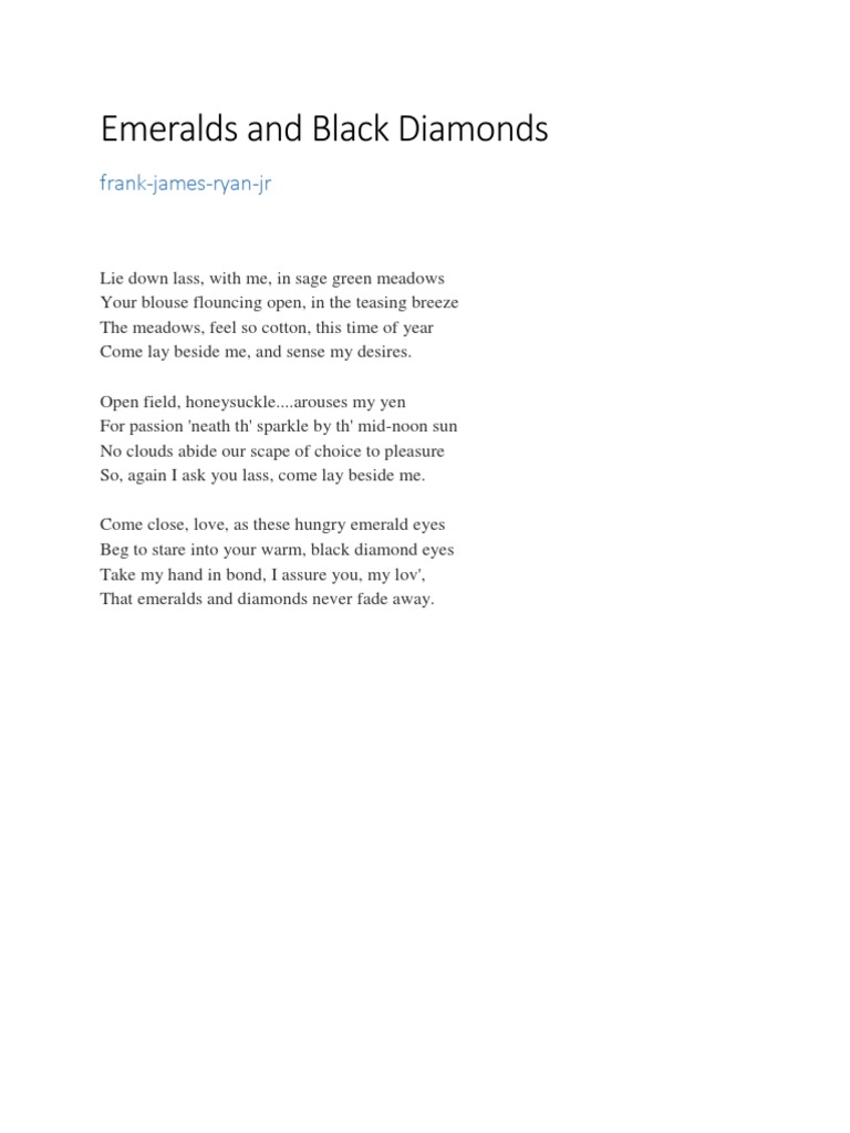 Emeralds and Black Diamonds Poem | PDF