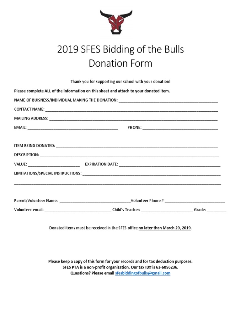 2019 BOB Donation Form | PDF