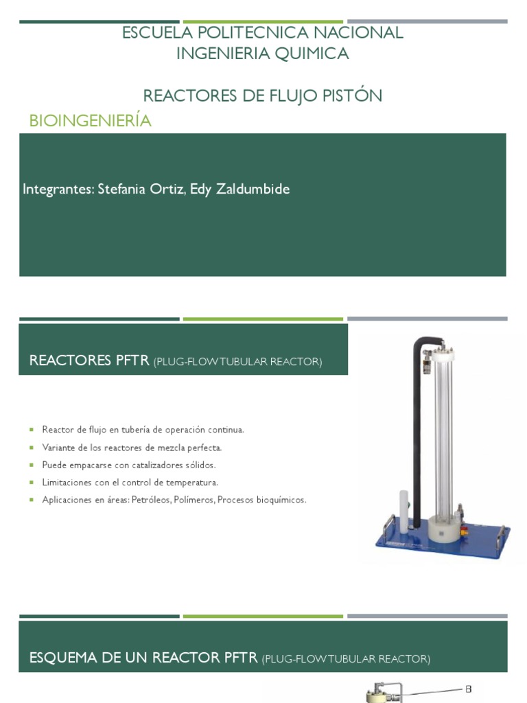 Reactores PFTR: Aplicaciones y Cálculos | PDF | Reactor Quimico ...