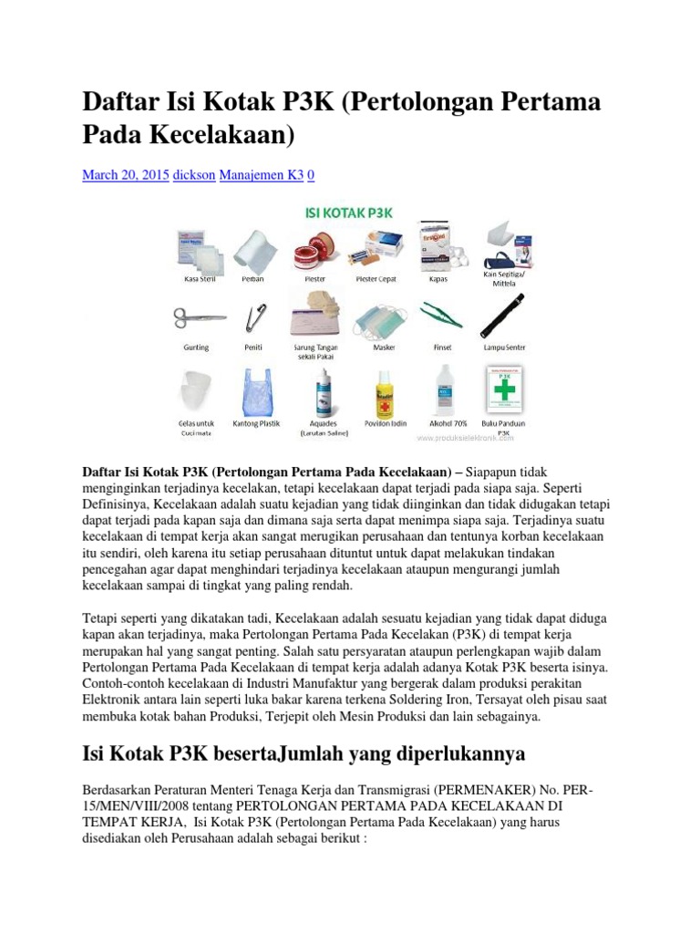 Daftar Isi Kotak P3K | PDF