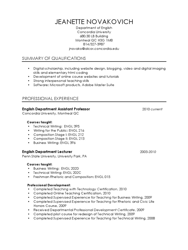 Jeanette Novakovich Formal Resume | PDF | Communication | Behavior Modification