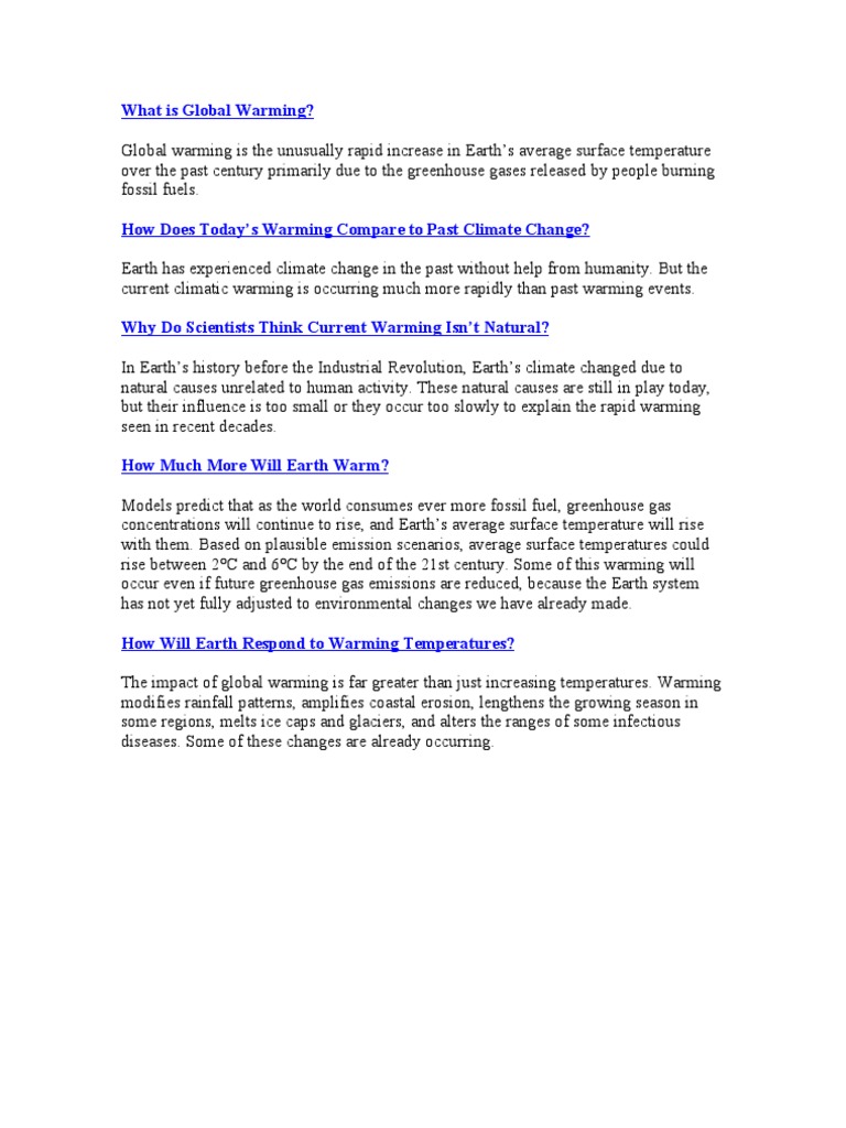 What Is Global Warming | PDF