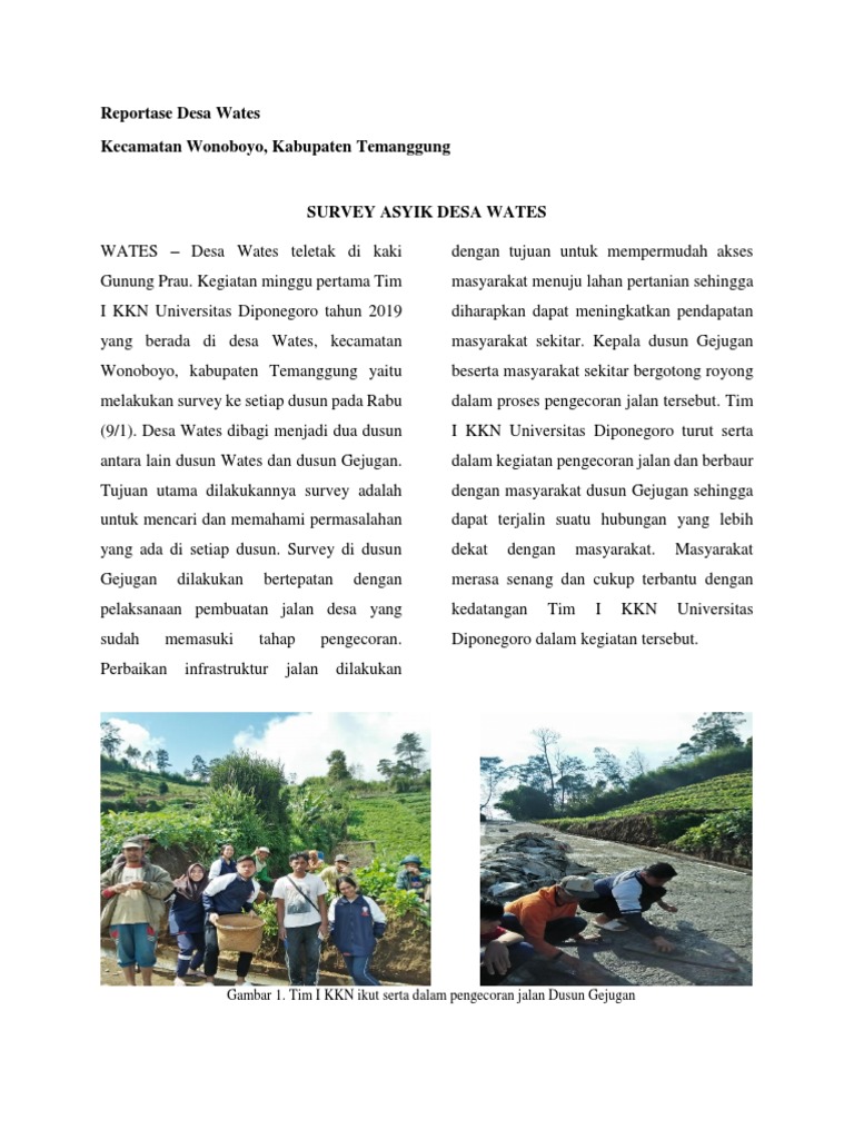 Survey dan Pengecoran Jalan di Desa Wates | PDF | Ilmu Sosial