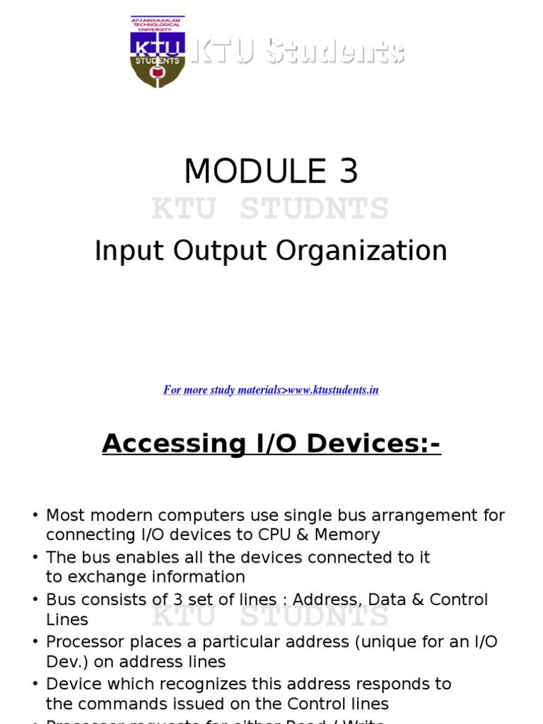 Computer Organisation And Architecture Module 3 Pdf Input Output Central Processing Unit