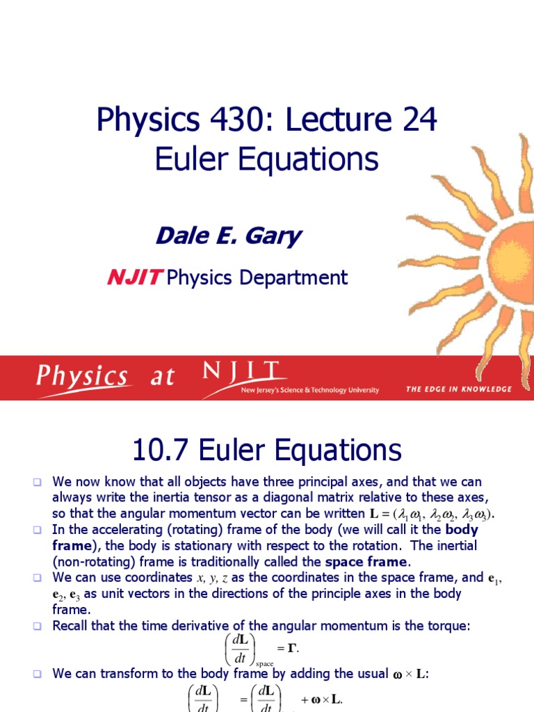 Eulers Equation | Download Free PDF | Rotation | Rotation Around A Fixed Axis