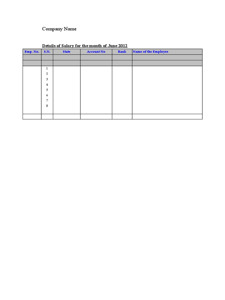 Salary Sheet Format | PDF | Business