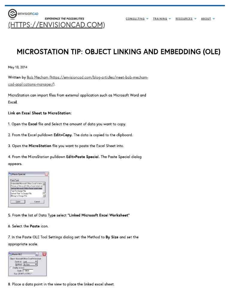 Object Linking and Embedding (OLE) - EnvisionCAD | PDF