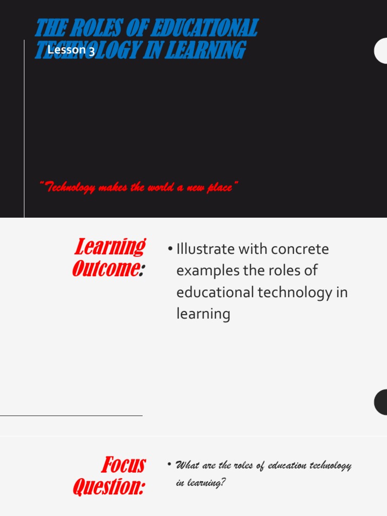The Roles of Educational Technology in Learning Lesson 3 | PDF | Constructivism (Philosophy Of ...