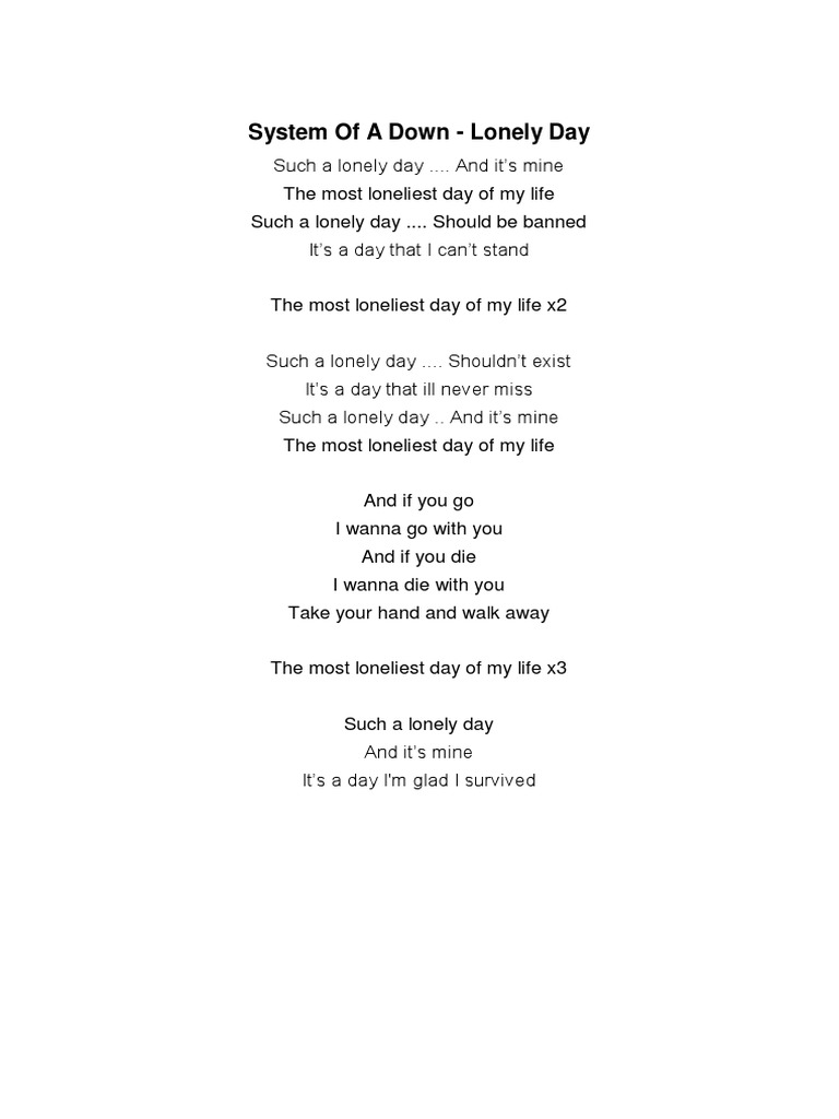 Lonely Day Lyrics Analysis | PDF