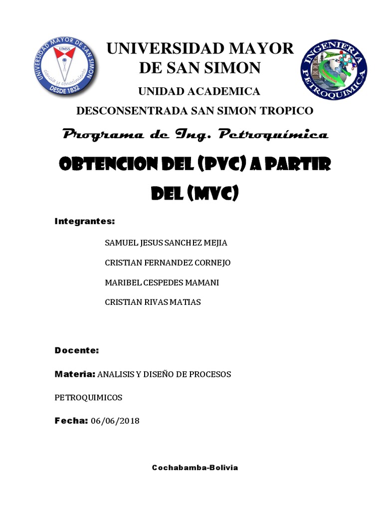 Proyecto Del Pvc-Final | PDF | Cloruro de polivinilo | Ácido clorhídrico