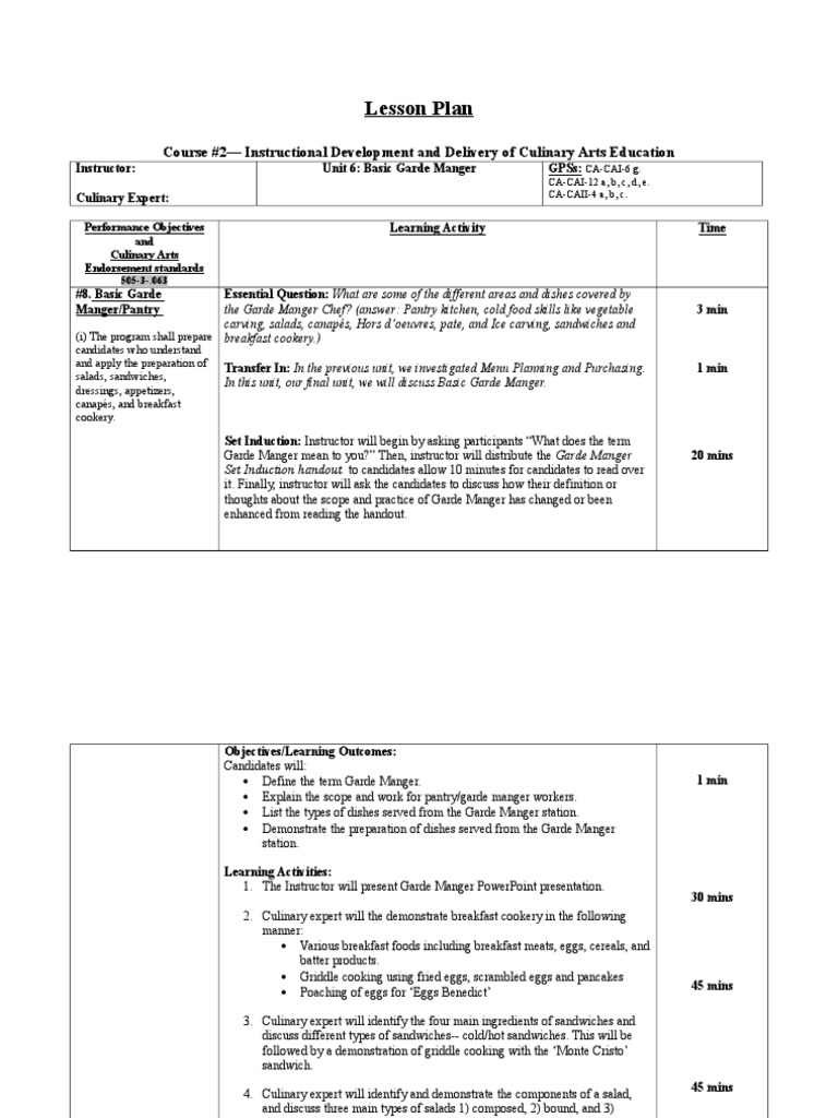 Lesson Plan: Course #2 - Instructional Development and Delivery of ...