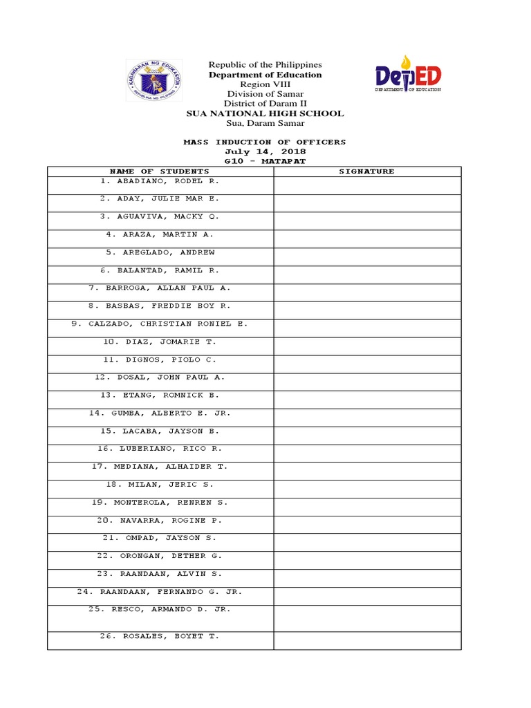 Attendance Induction and Victory | PDF