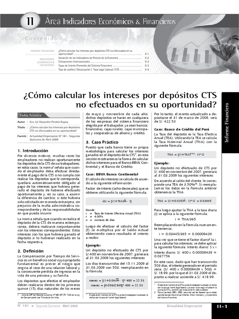 Calculo de Intereses Del CTS | PDF | Interés | Bancos