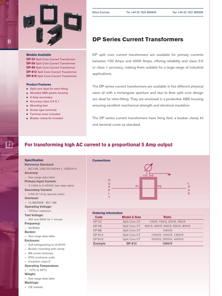 DP Series Current Transformers: For Transforming High AC Current To A ...