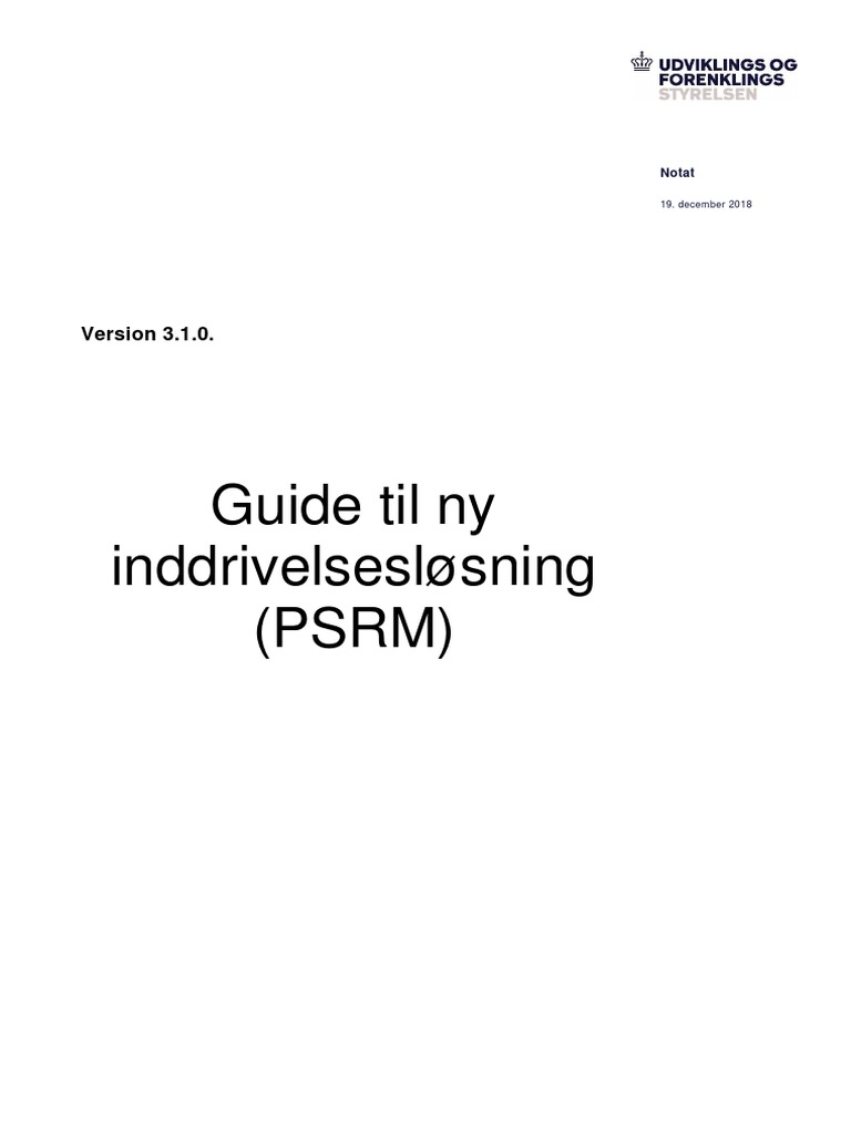 PSRM: Guide Til Ny Inddrivelsesløsning | PDF