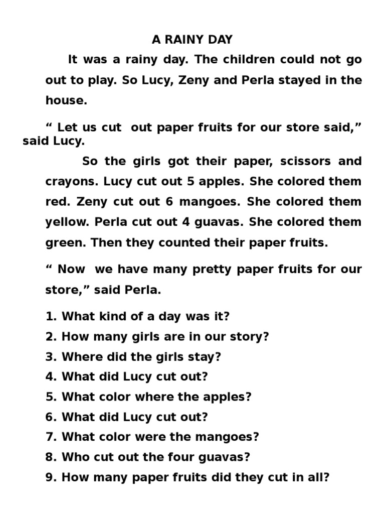 Rainy Day Fun for Grade 3 | PDF | Coconut
