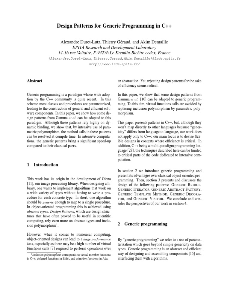 Generic Design Patterns in C++ | PDF | Class (Computer Programming ...