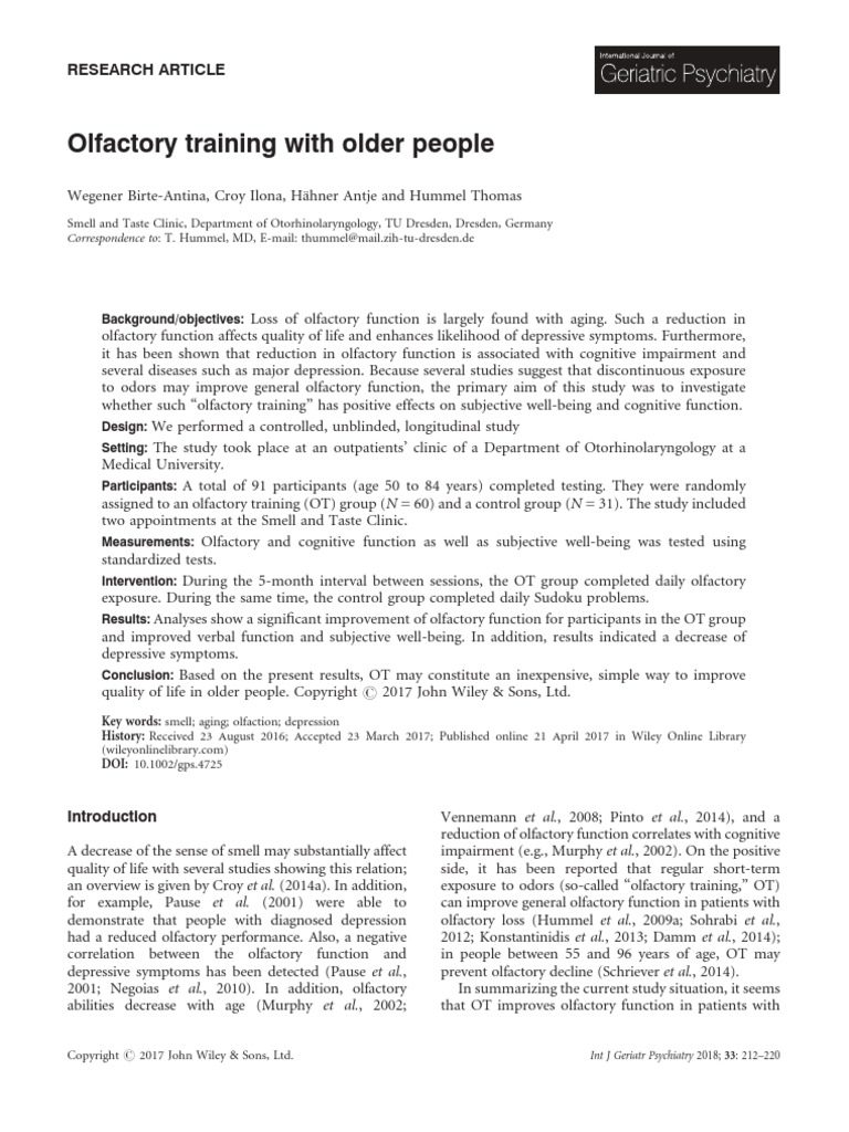 Olfactory Training | PDF | Odor | Olfaction
