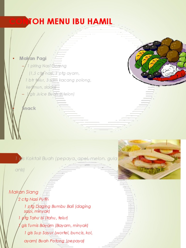 Menu Sehat Ibu Hamil Triwulan 1 | PDF