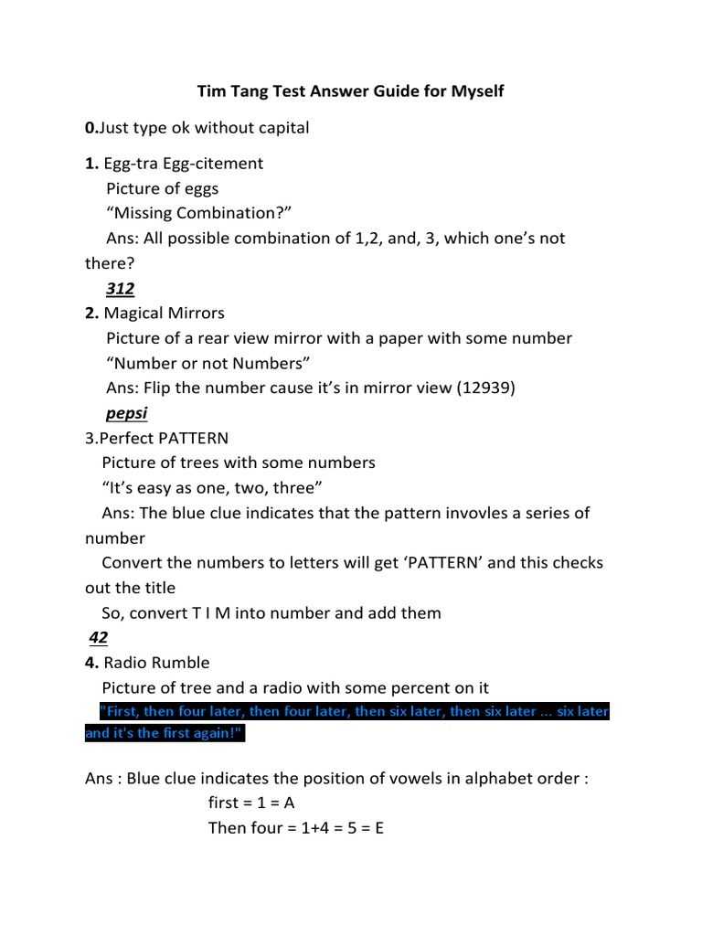 Tim Tang Test Answer Guide | PDF | Teaching Methods & Materials