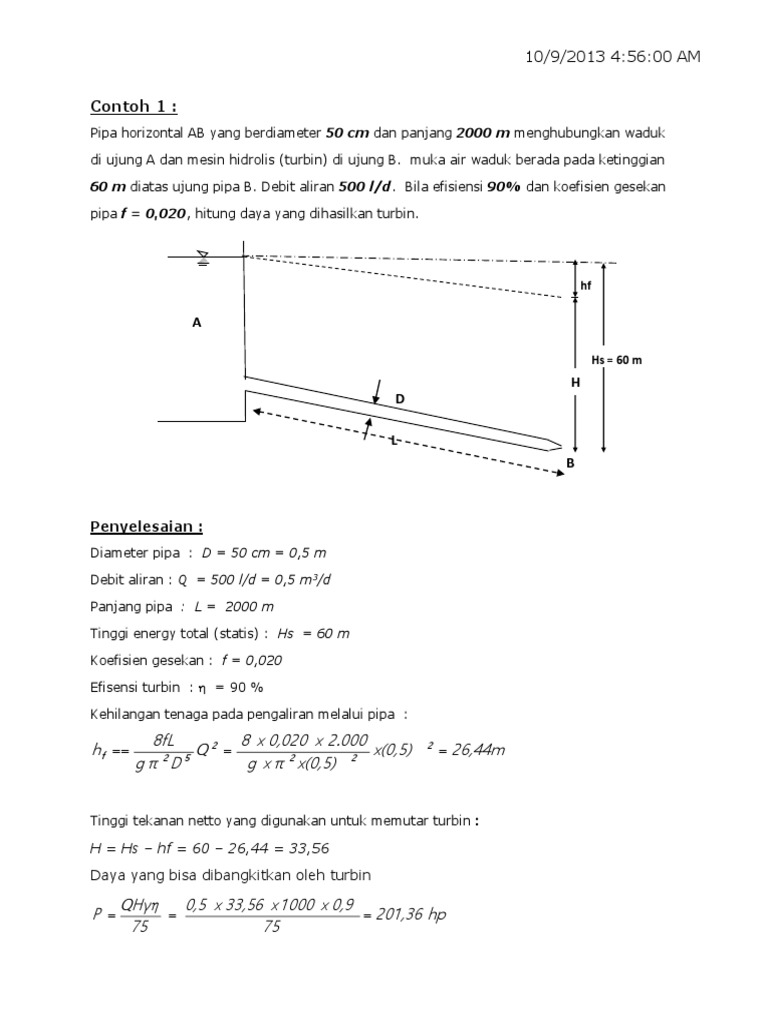 Contoh Soal Pompa Dan Turbin | PDF