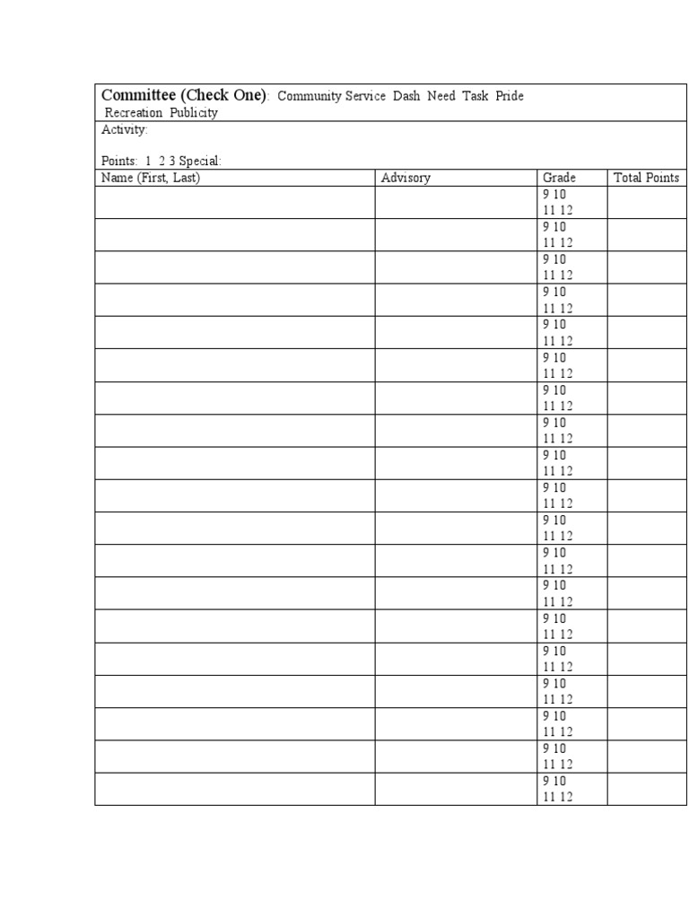 Committee Activity Points Tracker | PDF