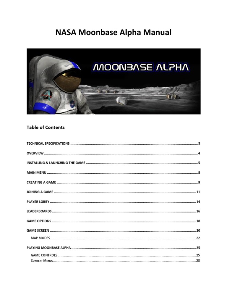 Moonbase Alpha Manual 070610 | PDF | Colonization Of The Moon | Solar Panel