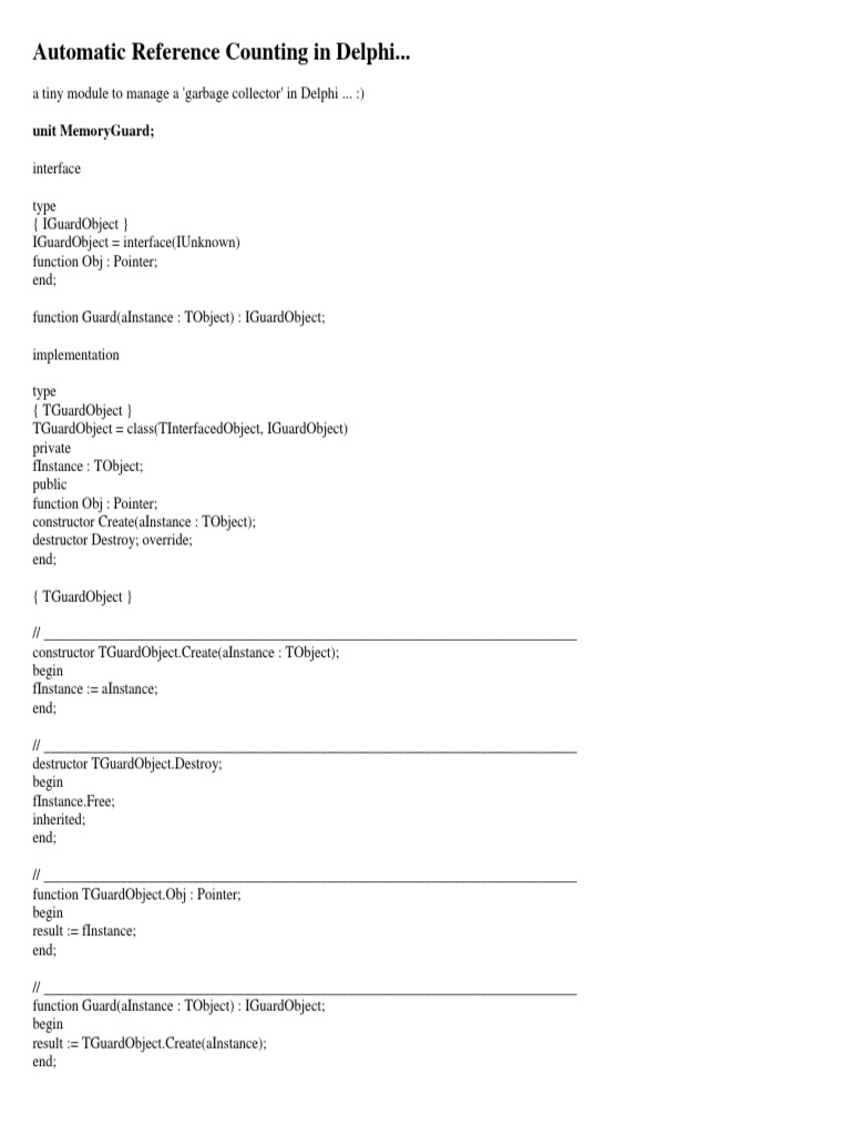 Automatic Reference Counting in Delphi | PDF