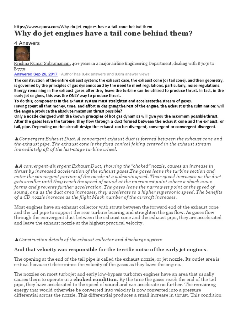 Why Do Jet Engines Have A Tail Cone Behind Them?: 4 Answers | PDF | Jet ...