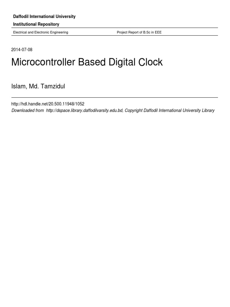 Microcontroller Based Digital Clock - PDF p04195 | PDF | Central Processing Unit | Random Access ...
