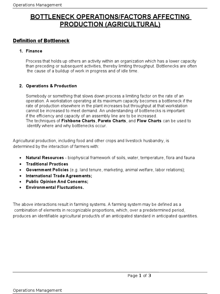 Bottleneck | PDF | Operations Management | Agriculture