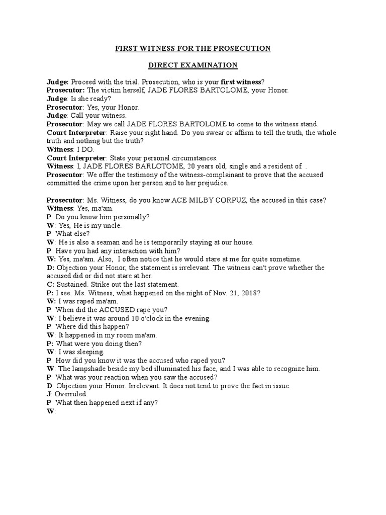 Direct Examination Victim | PDF