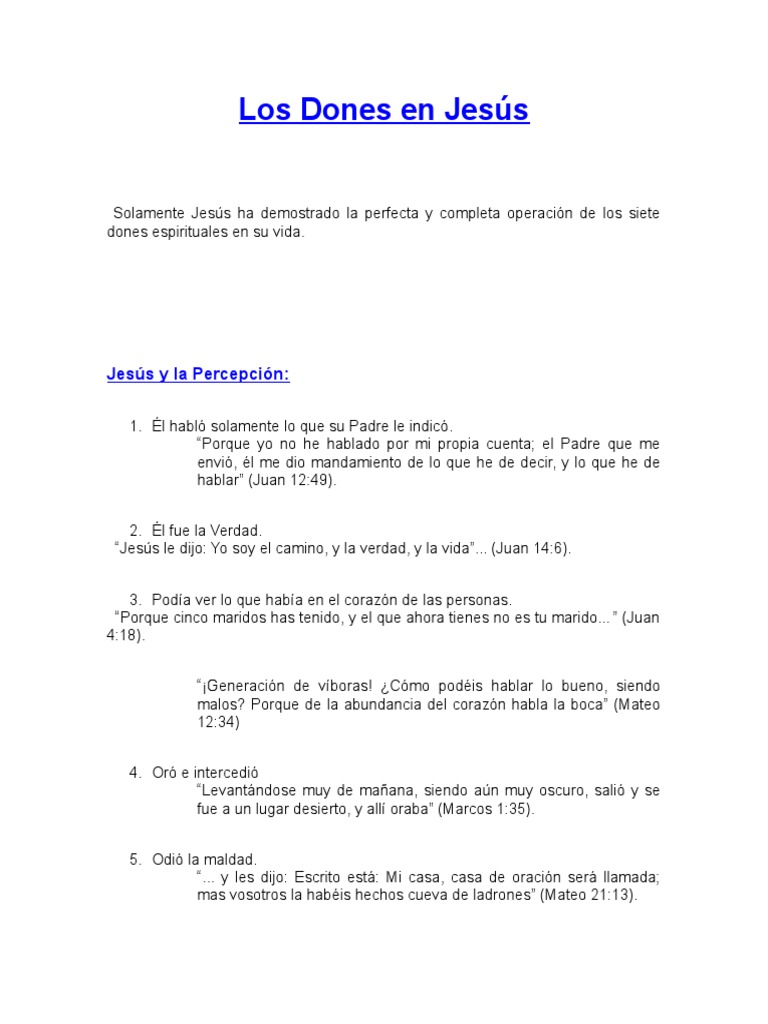 Dones Espirituales en la Vida de Jesús | PDF | Evangelio De Lucas ...