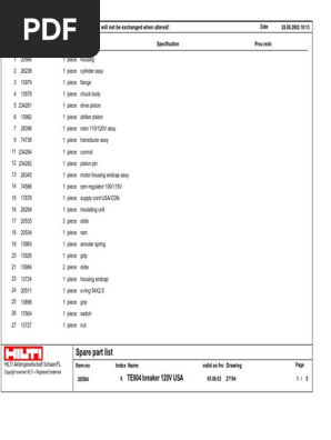 Hilti Te 40 Spare Parts List Template | Reviewmotors.co