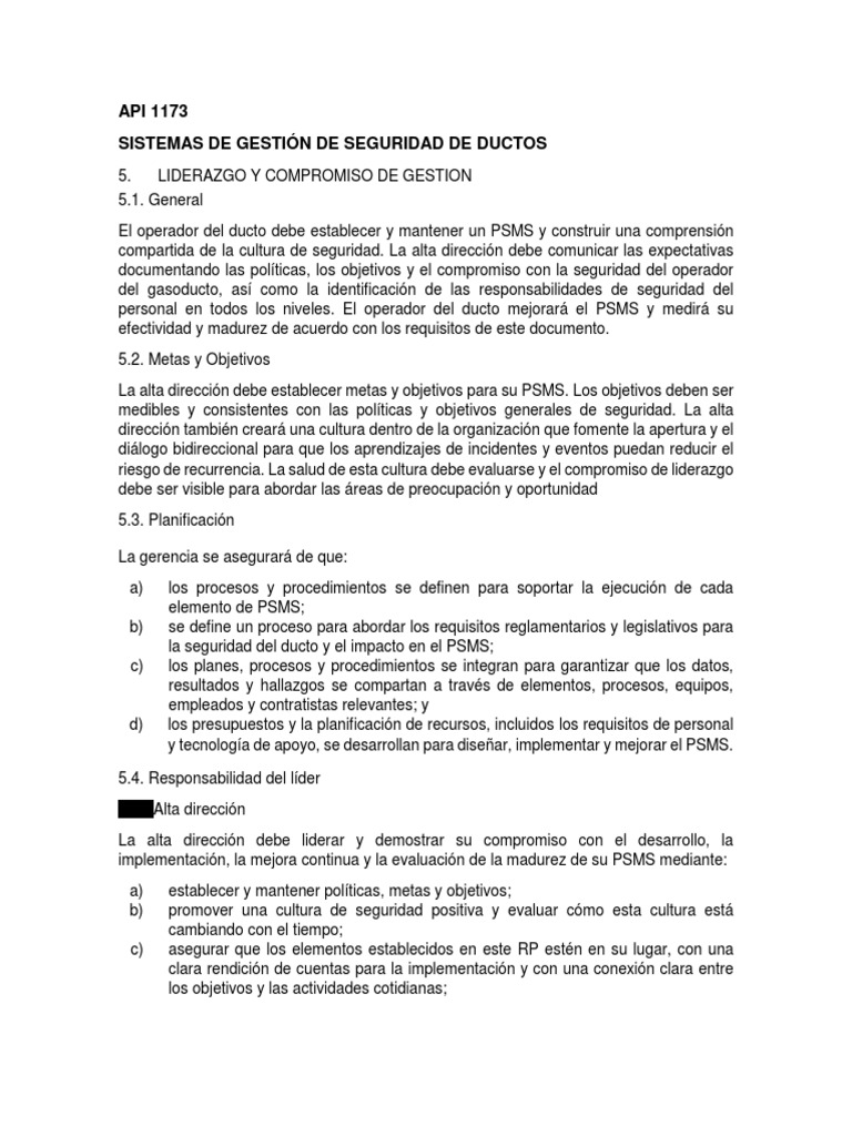 API 1173 en Español | PDF | Evaluación | Auditoría