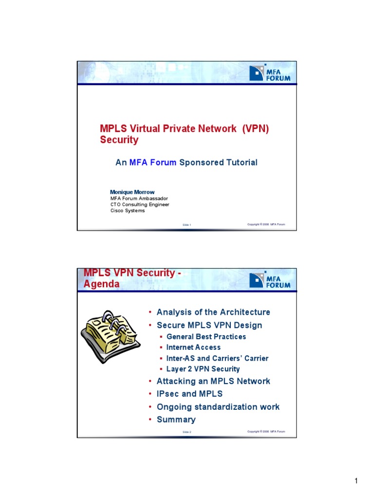 MPLS Virtual Private Network (VPN) Security: An Sponsored Tutorial ...