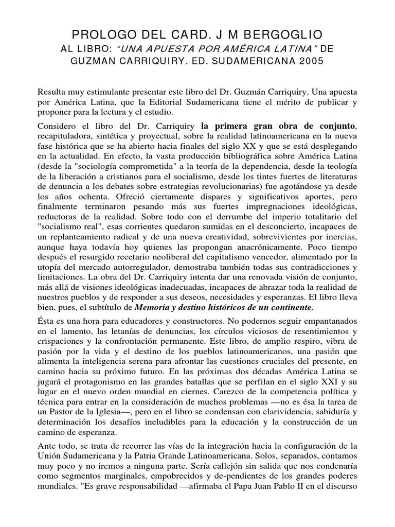 Prolog Card Bergoglio y Carriquiry Libro | PDF | America latina ...