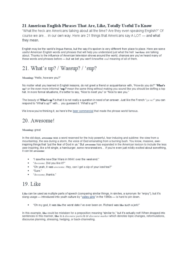 21 Essential American English Phrases | PDF | English Language | Semiotics