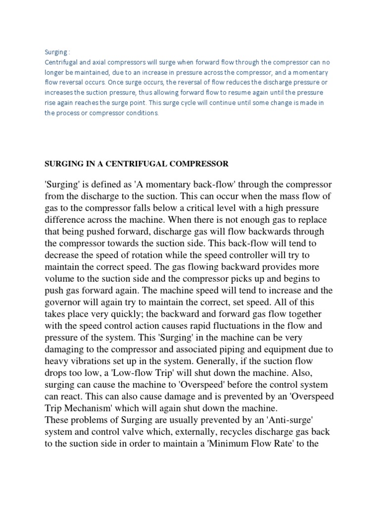 Surging in A Centrifugal Compressor | PDF | Turbine | Gases