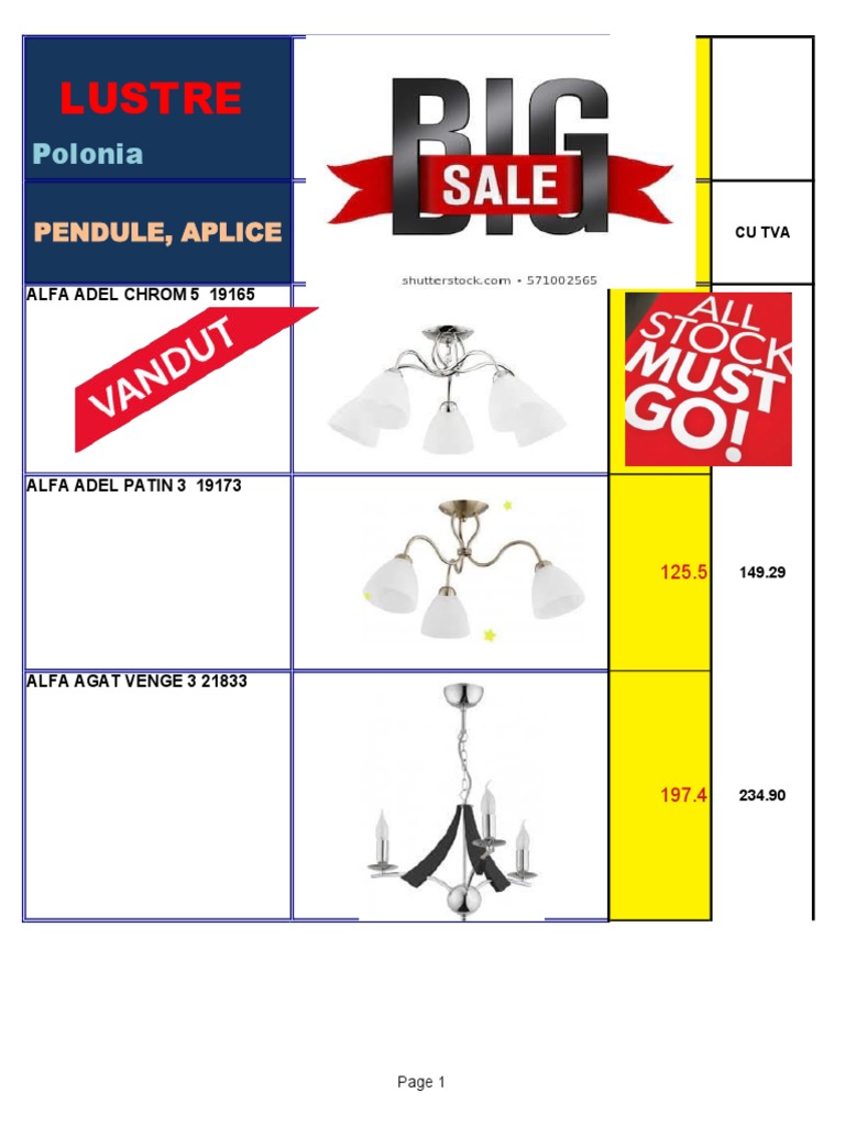 LICHIDARE Lustre Candelabre ALFA Output | PDF
