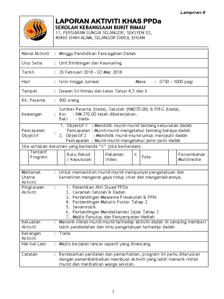 Laporan Aktiviti Ppda | PDF