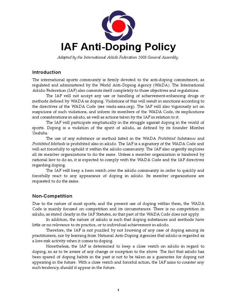 IAF Antidoping Policy | PDF | Doping In Sport | Aikido
